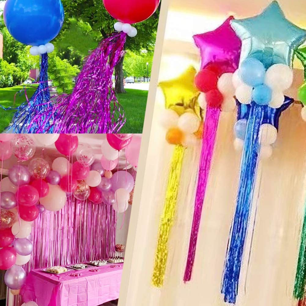 Foil Fringe Curtains - Party Streamers for Barbie Backdrop Barbie Birthday Mean Girls Party Decorations - 3Packs 3.2ft x 8.2ft Fuchsia Metallic Tinsel Backdrop Curtains