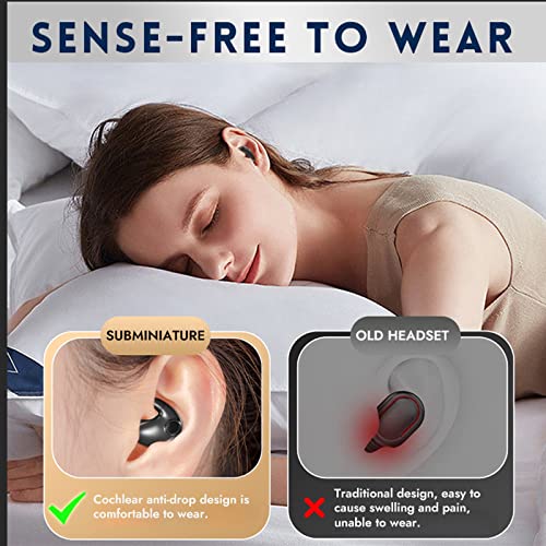 KOURM Invisible Sleep Wireless Earphone Ipx5 Waterproof,Invisible Earbuds Wireless Bluetooth,5.3 Headphones Touch Control,with Wireless Charging Case, Double Noise Cancelling (Black)