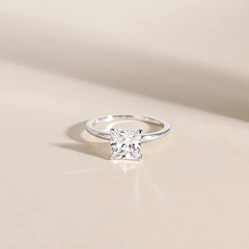 EAMTI 2CT 925 Sterling Silver Engagement Rings Princess Cut Cubic Zirconia CZ Wedding Promise Rings for Her Stunning Wedding Bands for Women Size 6