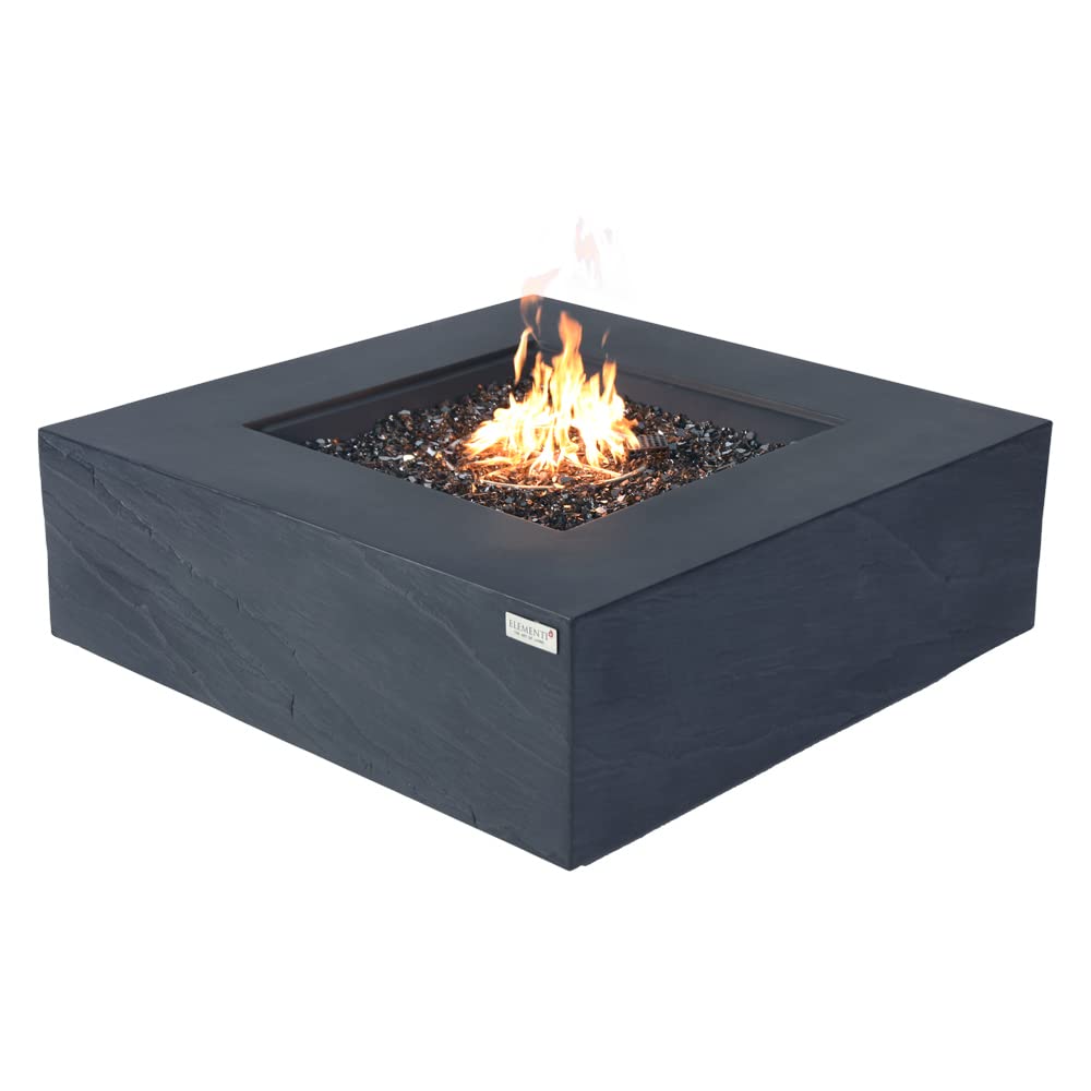 Elementi Plus Roraima Outdoor Table 40 Inches Fire Pit Patio Heater Concrete Firepits Outside Electronic Ignition Backyard Fireplace Cover Fire Glass Included Liquid Propane