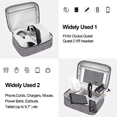 ENGFYADSY Electronics Organizer,Travel Cable Organizer, for Meta Quest 2 VR, iPad Mini, Kindle, Hard Drives, Cables, Chargers, Electronic Accessories Bag