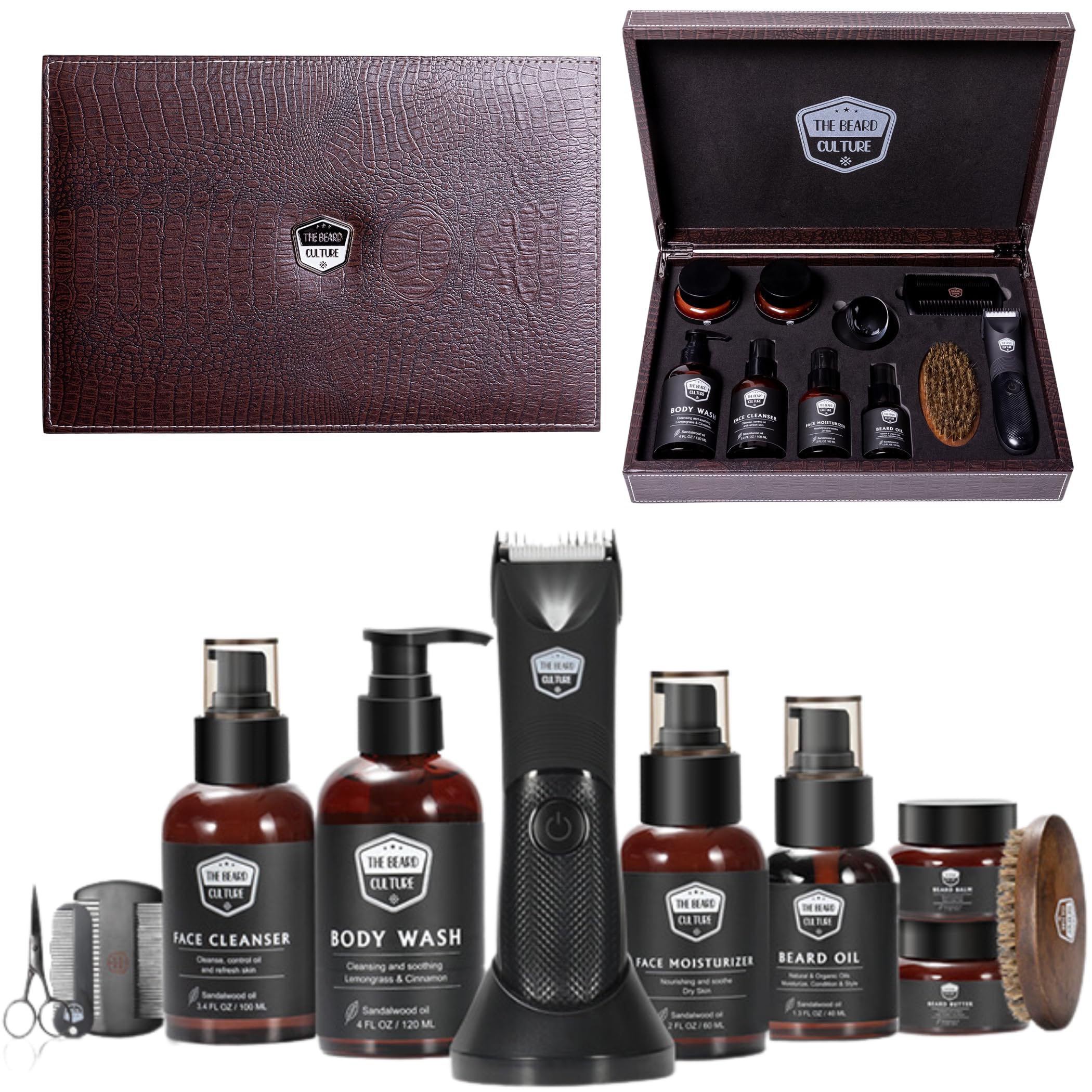 Mens Grooming & Beard Kit | Beard Trimmer & Combo Set with Face Cleaner Kit & Body Wash | Natural Ingredients for Barber-Quality Care | Beard Grooming Kit & Moisturize Set | Ideal Gifts For Men