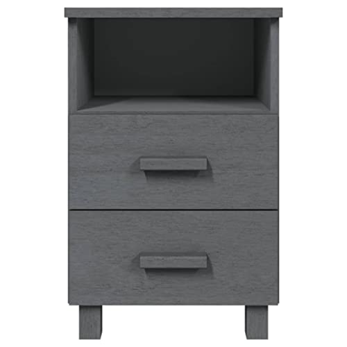 Nightstand 2 pcs with 2 Drawers | Modern End Table Set of 2 for Small Spaces | Wood Side Table for Bedroom | Wooden Bedside Cabinet | Dark Gray Solid Pinewood and MDF 15.7" x 13.8" x 24.4"