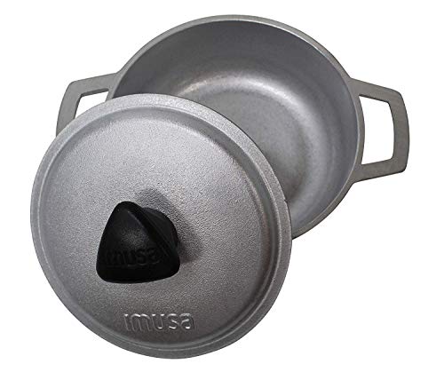 IMUSA USA 0.7Qt Traditional Colombian Mini Caldero (Dutch Oven) for Cooking and Serving, 0.7 Quart, Silver