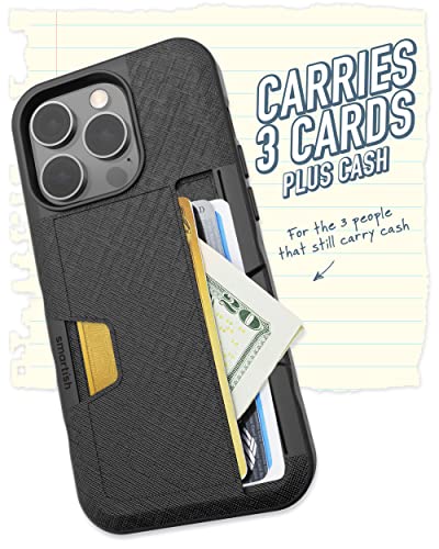 Smartish iPhone 14 Pro Wallet Case - Wallet Slayer Vol. 2 [Slim + Protective] Credit Card Holder with Kickstand - Black Tie Affair