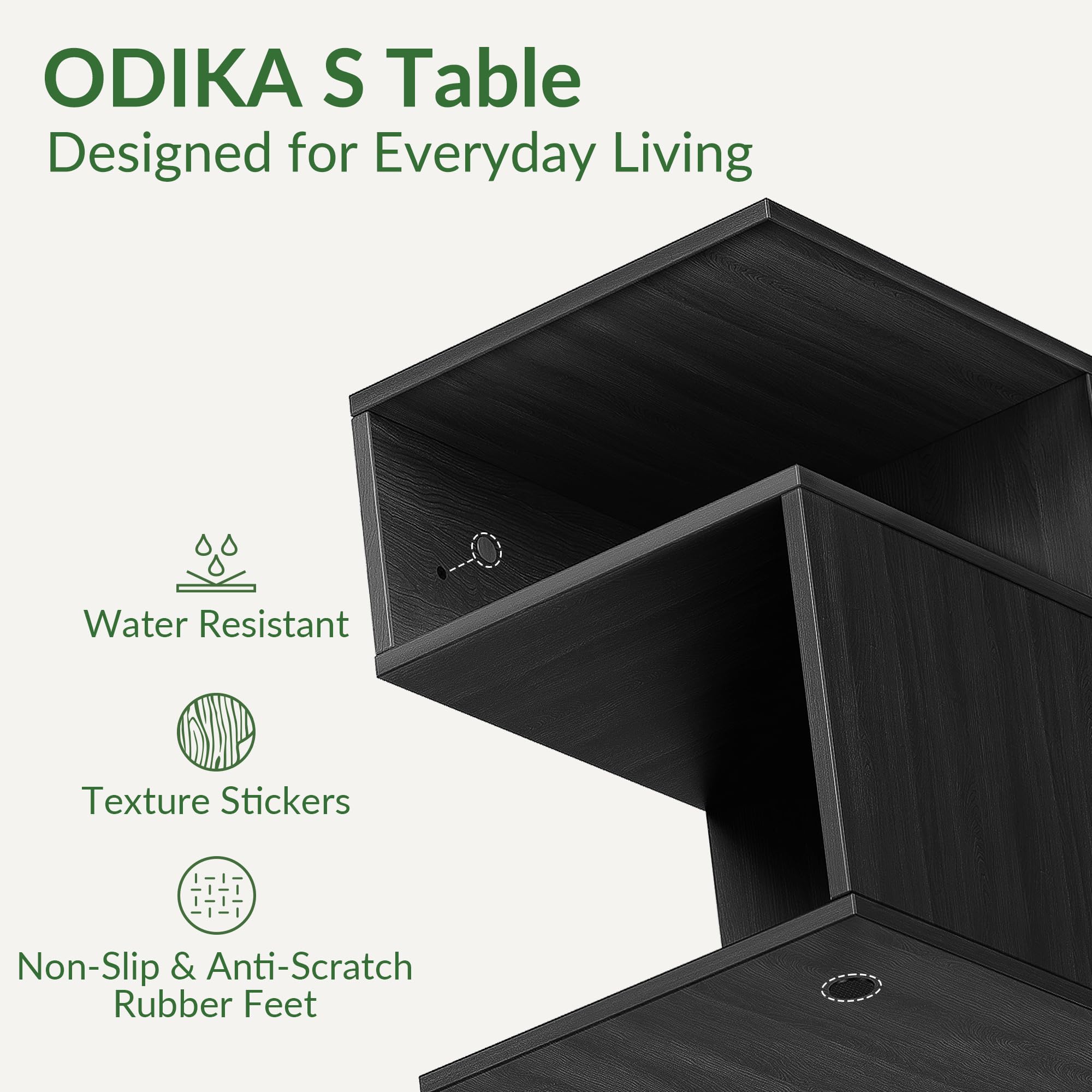 ODIKA Night Stand Set of 2 for Bedroom Beside Table with Storage Wood Nightstand Bed Side Table (Black Combo)