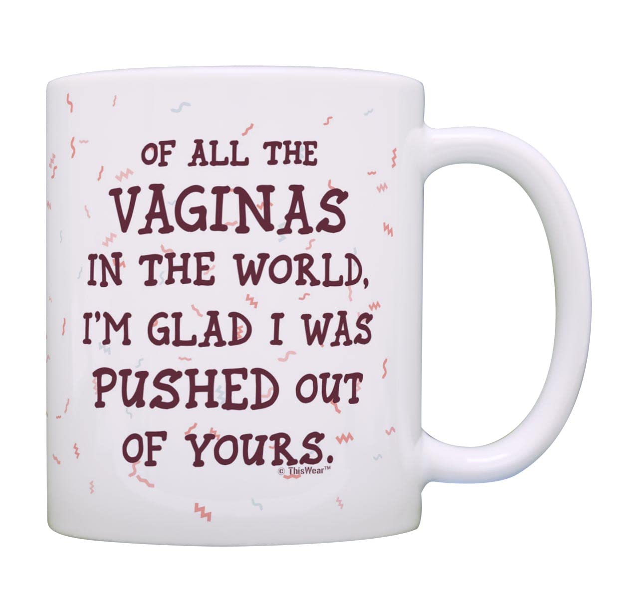Gifts For Mom From Son Of All The V's In The World I'm Glad I Was Pushed Out Of Yours 11oz Ceramic Coffee Mug White