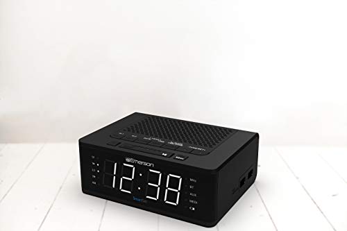 Emerson SmartSet Alarm Clock Radio with Bluetooth Speaker, Charging Station with 2 USB Ports for Iphone/Ipad/Ipod/Android and Tablets, ER100102