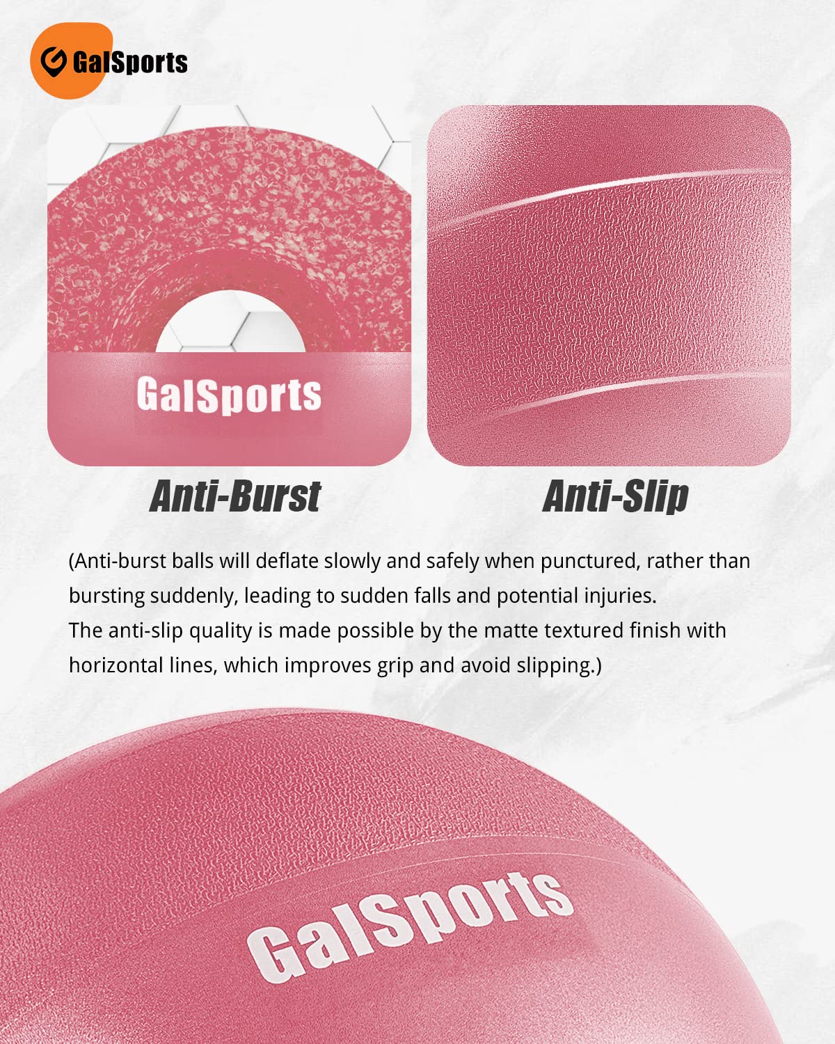 GalSports Pregnancy Ball - Birthing Ball for Workout Yoga Stability, Pregnancy Safety Anti-Burst Materials for Maternity, Labor Exercise Ball with Quick Pump