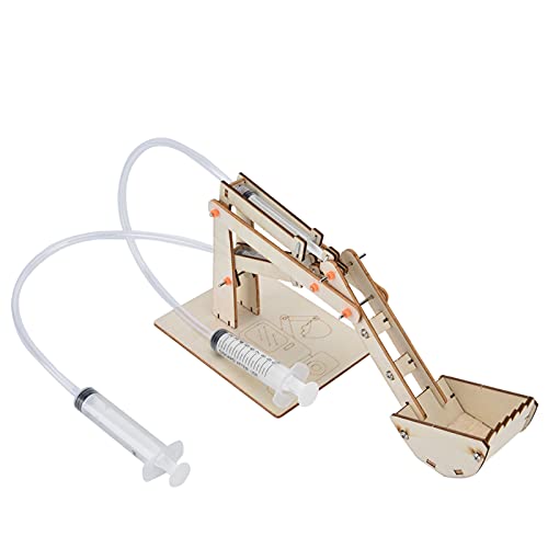 Wooden Building Kits DIY Hydraulic Excavator Model STEM Toys Children Educational Science Experiment Toy Set