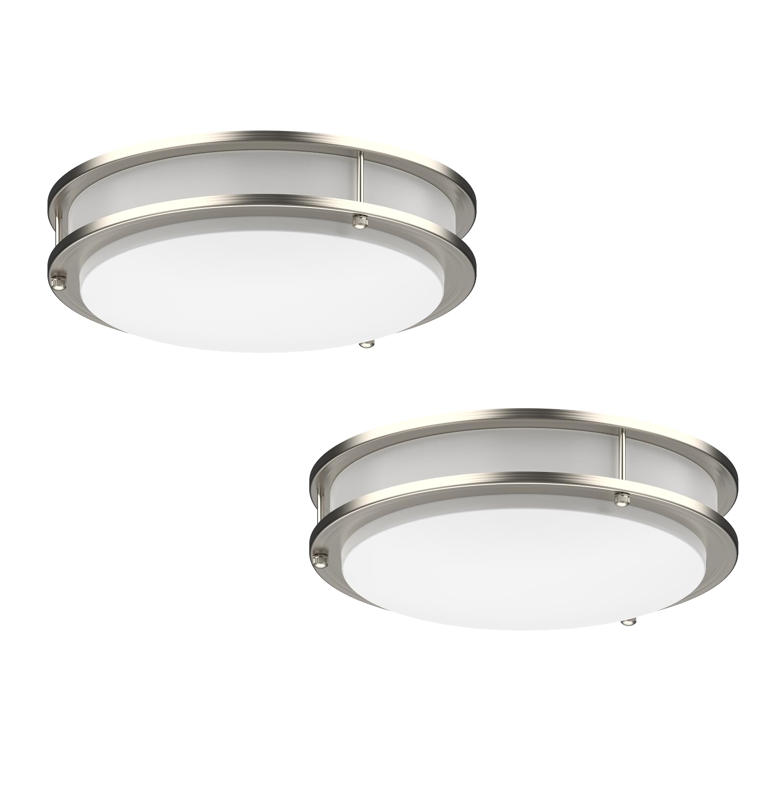 DYMOND 10 Inch LED Ceiling Light Flush Mount Dimmable Surface Mount Brushed Nickel Light Fixture for Kitchen, Hallway, Bathroom, Bedroom (2 Pack) (4000K Natural Daylight)