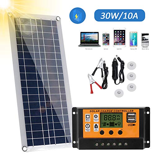 favourity-home Solar Power System Charger, Flexible Solar Panel 15W Monocrystalline Solar Panel Portable Power Backup Kit for RV, Boats, Roofs, Uneven Surfaces