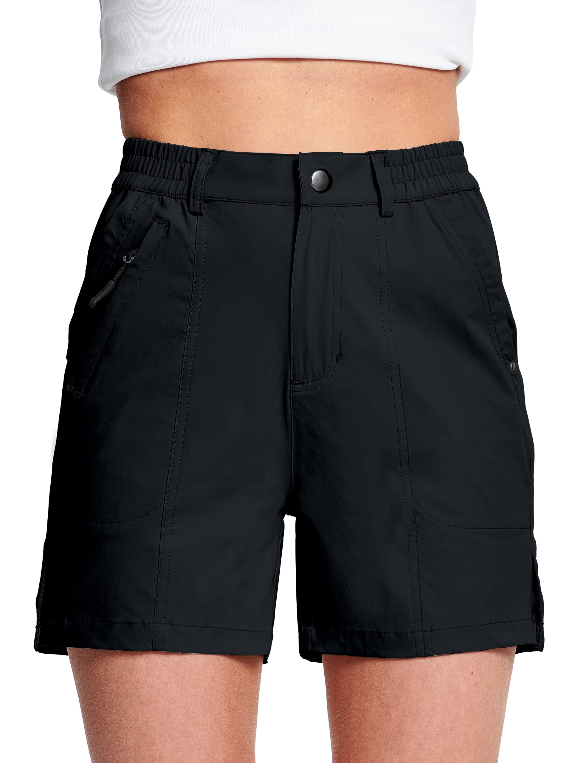 HARTPOR Women's Golf Hiking Shorts Quick Dry Stretch 5 Inch Casual Summer Shorts with Pockets Water Resistant Light Khaki,XL
