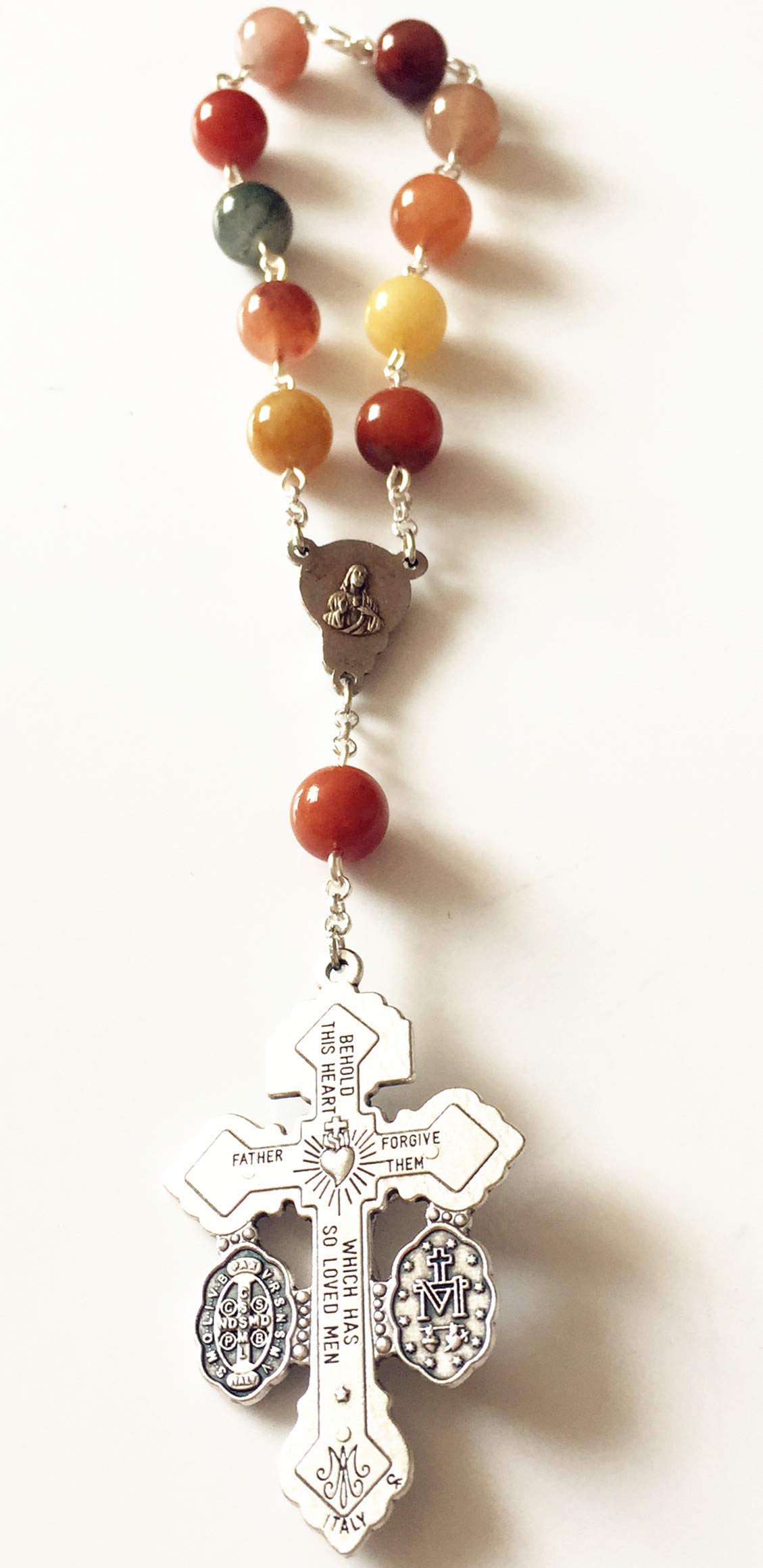 elegantmedical HANDMADE rosary Rutilated Quartz crystal bead one decade rosary bracelet cross Gift