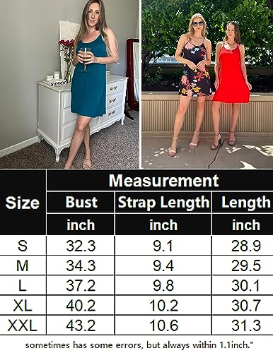 Ekouaer Women Nightgowns 2 Pack Spaghetti Strap Solid Nighties Sleeveless Sleepwear Dress Black & Blue Green L