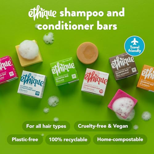 Ethique Frizz Wrangler - Smoothing Solid Shampoo Bar for Dry & Damaged Hair - Vegan, Eco-Friendly, Plastic-Free, Cruelty-Free, 3.88 oz(Pack of 1)