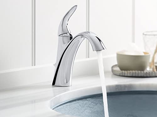 KOHLER K-45800-4-CP Alteo Handle Single Hole or Centerset Bathroom Faucet with Metal Drain, One Size, Polished Chrome