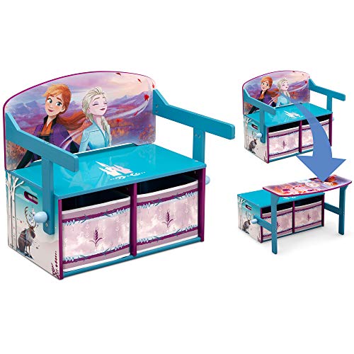 Disney Frozen II 3-Piece Toddler Playroom Set by Delta Children - Set Includes: Activity Easel, 4-Shelf Playhouse Bookcase and Convertible Bench/Desk