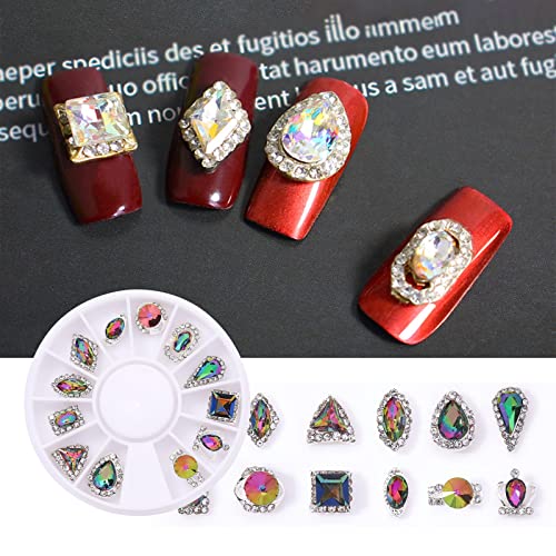 Disc 12 Grid Nail Pearl Jewelry Half Round Flat Bottom Round Mix Heteromorphic Jewelry Creative Diy Nail Accessories qVy103 (F, One Size)