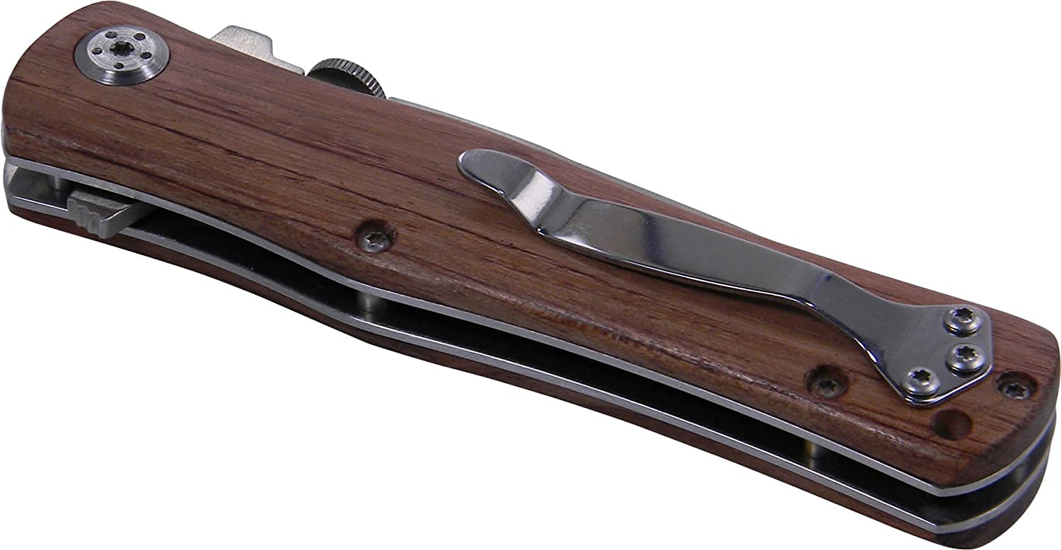 Personalized Add Your Custom-Made Text Folding Aluminum Engraved Name Customized Pocket Hunting Personal Knife with Pocket Clip (Wood Handle)