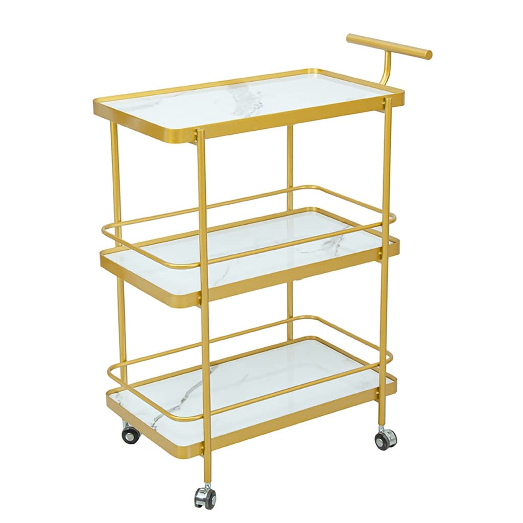 LIUZH Dining Car Trolley Hotel Business Restaurant Mobile Cake Delivery Car Iron Multi-Functional Hand Push Home Bar Cart