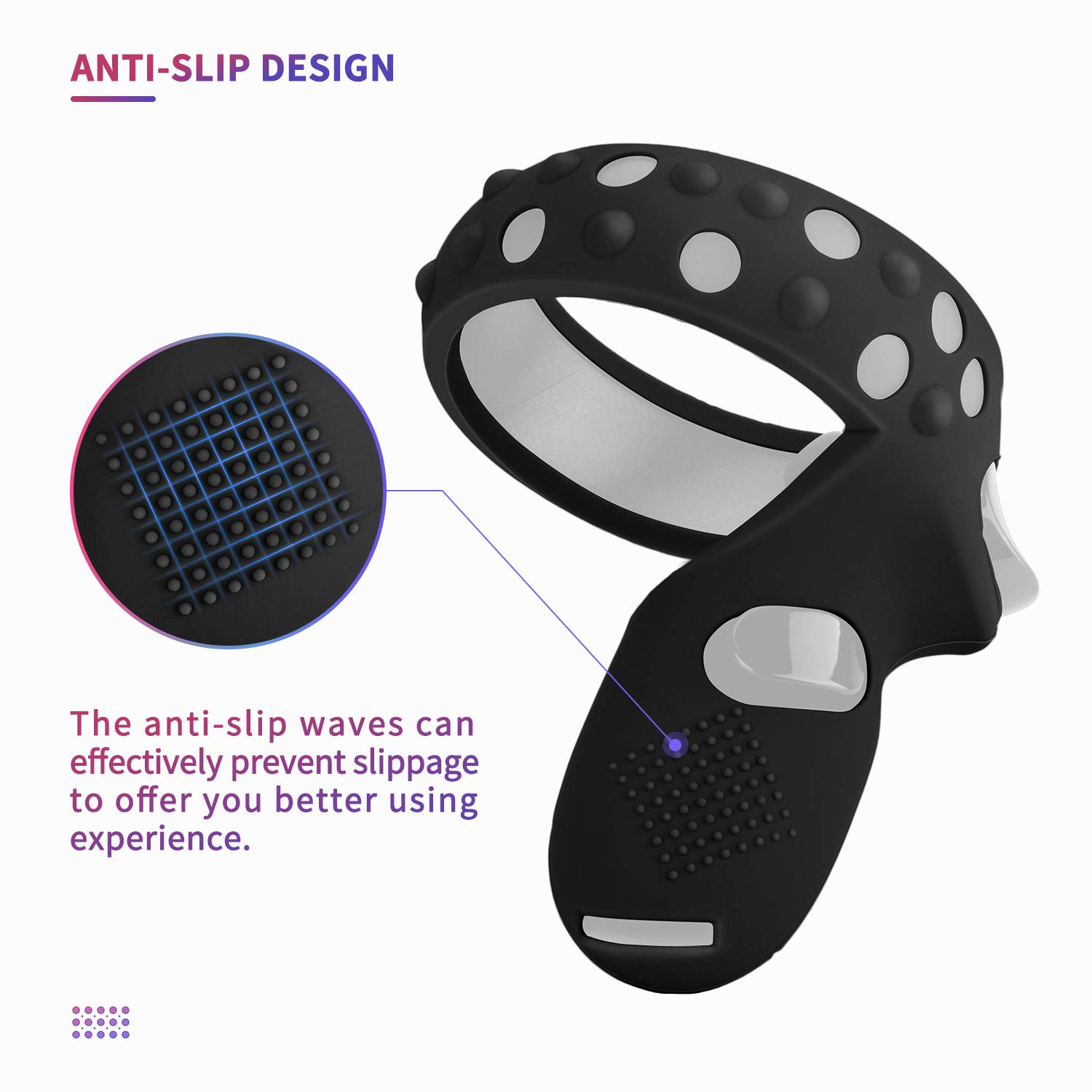 Fromsky Controller Grip Cover for Oculus Quest or Oculus Rift S Controller, Silicone Anti-Slip VR Oculus Quest Headset Grip Protective Cover (Strap Black)