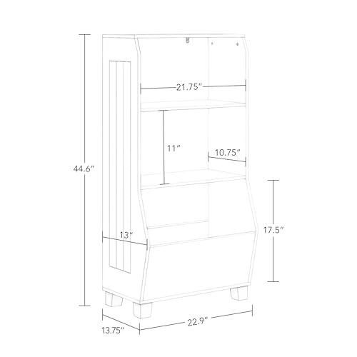 RiverRidge Kids Bookshelf with Veggie Storage Bin and 2 Open Shelves - Kids Storage Organizer, Toy Shelf & Kids Book Shelf with Deep Veggie Bin and Top Toy Display Area