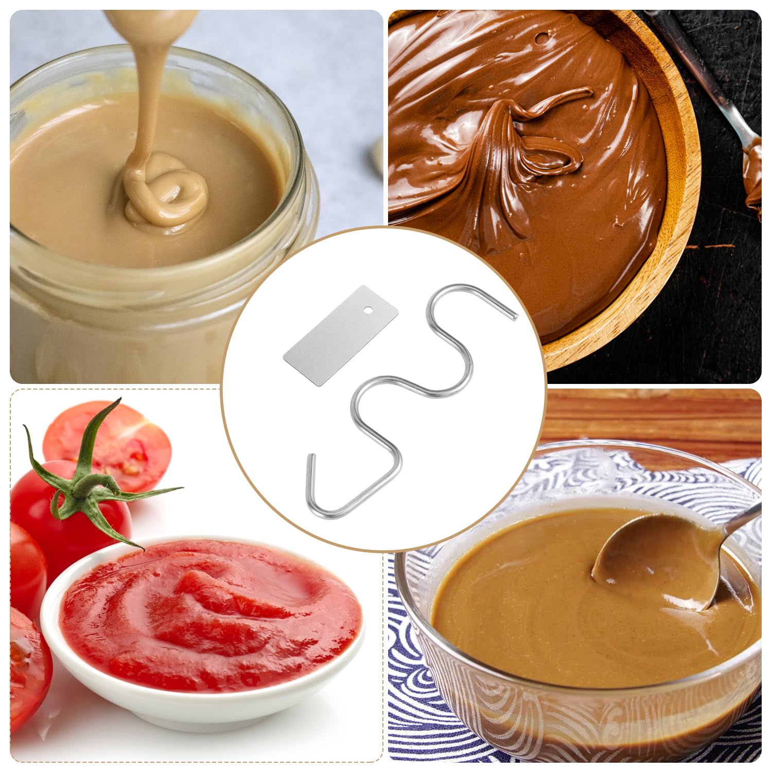 Peanut Butter Stirrer and Scraper, Stainless Steel Peanut Butter Mixer Nut Butter Stirrer Tool for 12-30OZ Jars Suitable for Mixing Various Peanut Butter & Jam