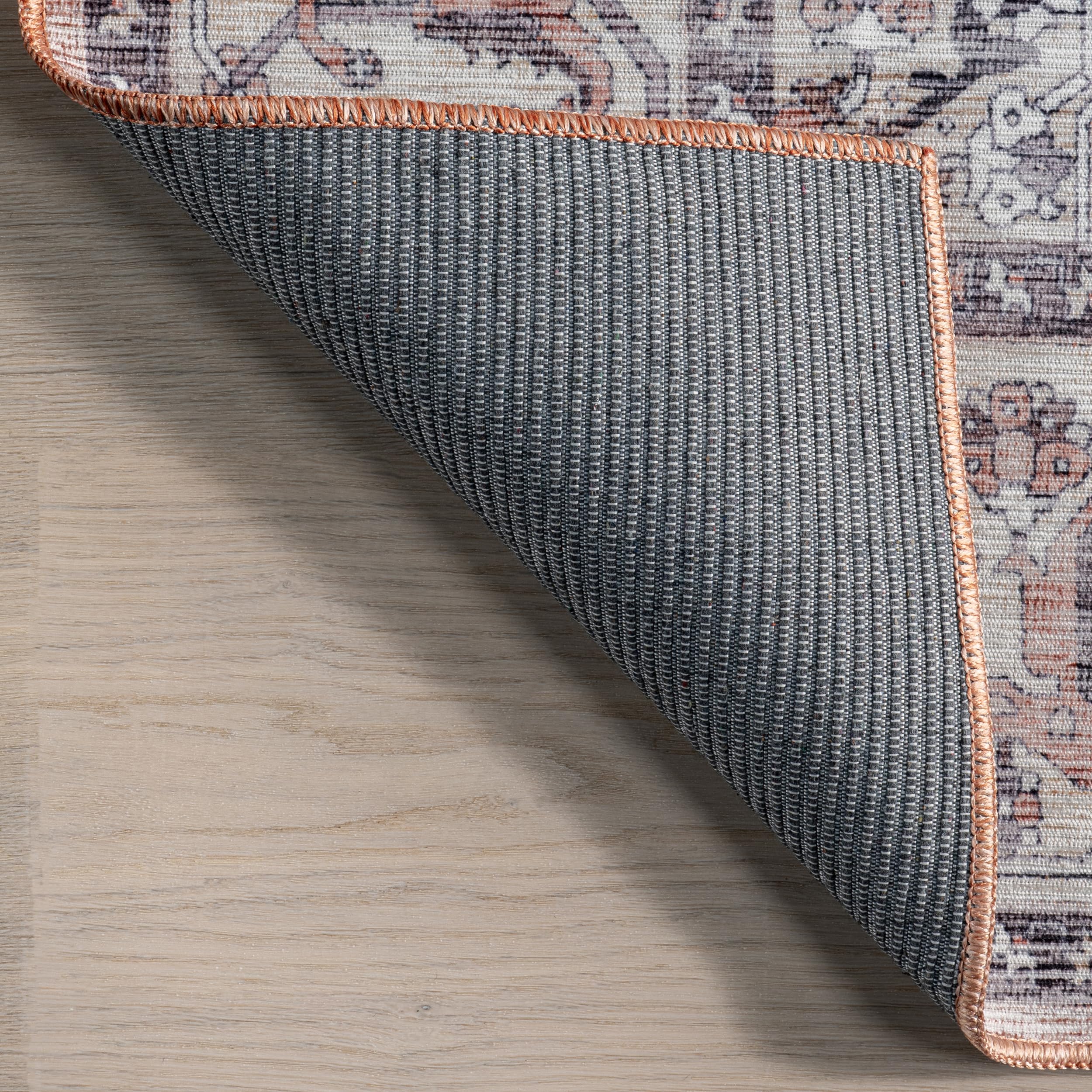 nuLOOM 4' x 6' SpinClean Machine Washable Stain-Resistant Area Rug Low Profile for Living Room, Bedroom, and Dining Room, Joslyn Blush
