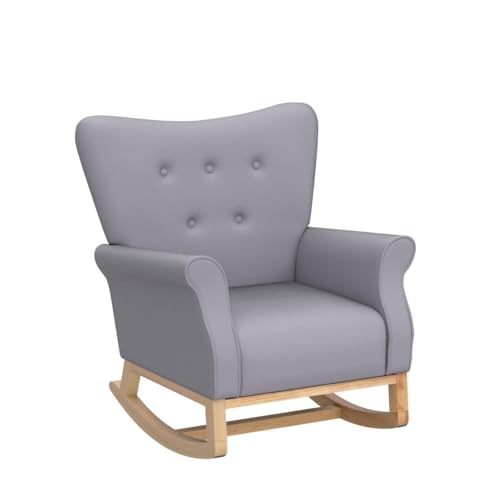 FurniTribe Nursery Rocking Chairs, Upholstered Velvet Nursery Glider Rocker with Comfy Armrest, Accent Nursing Rocking Chair with Solid Wood Legs for Baby Nursery (Gray)