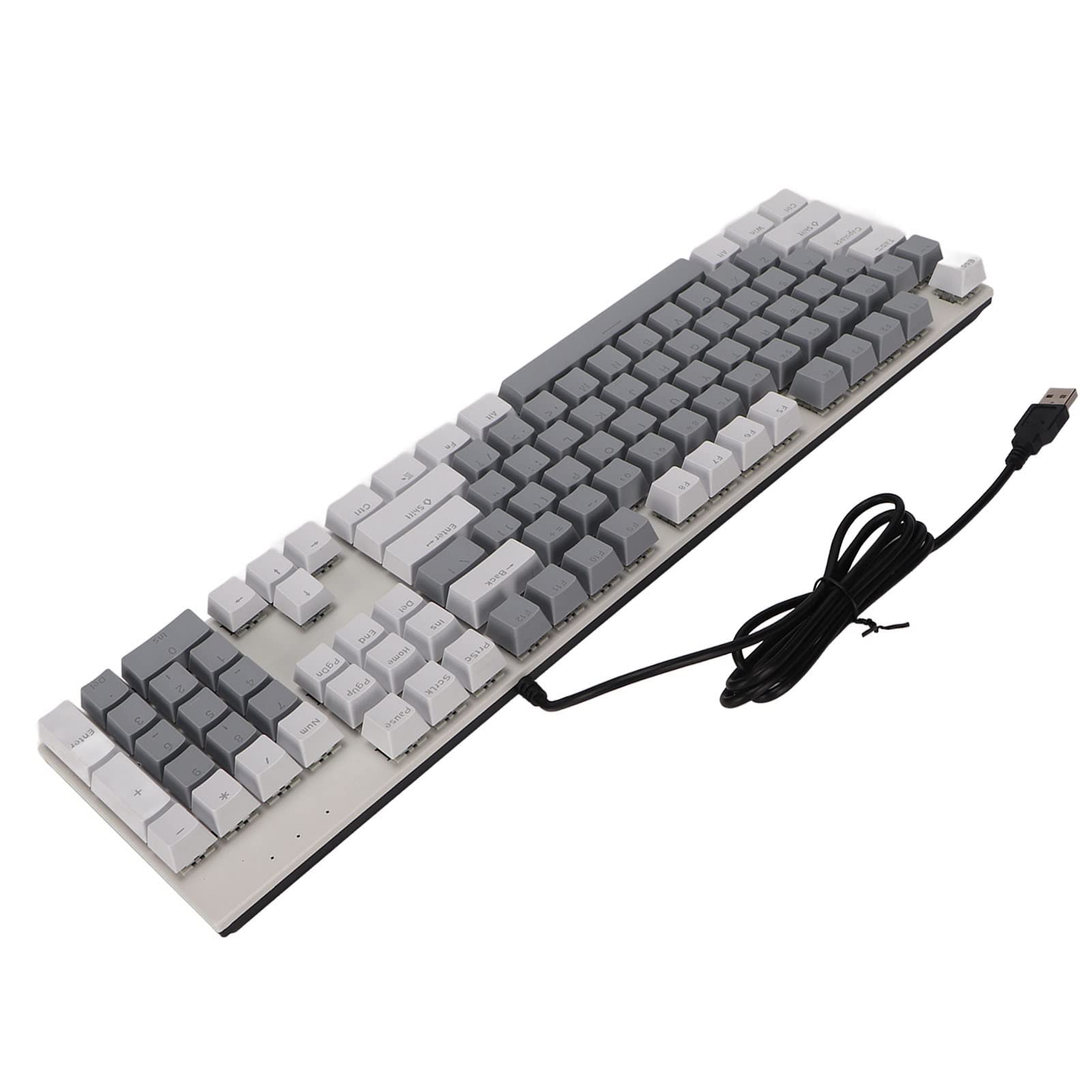 LBEC High Mechanical Gaming Keyboard Aluminum Alloy ABS 104 Keys Blue Switch RGB Durable Ergonomic Mechanical Keyboard for Office Game Room (White Gray)