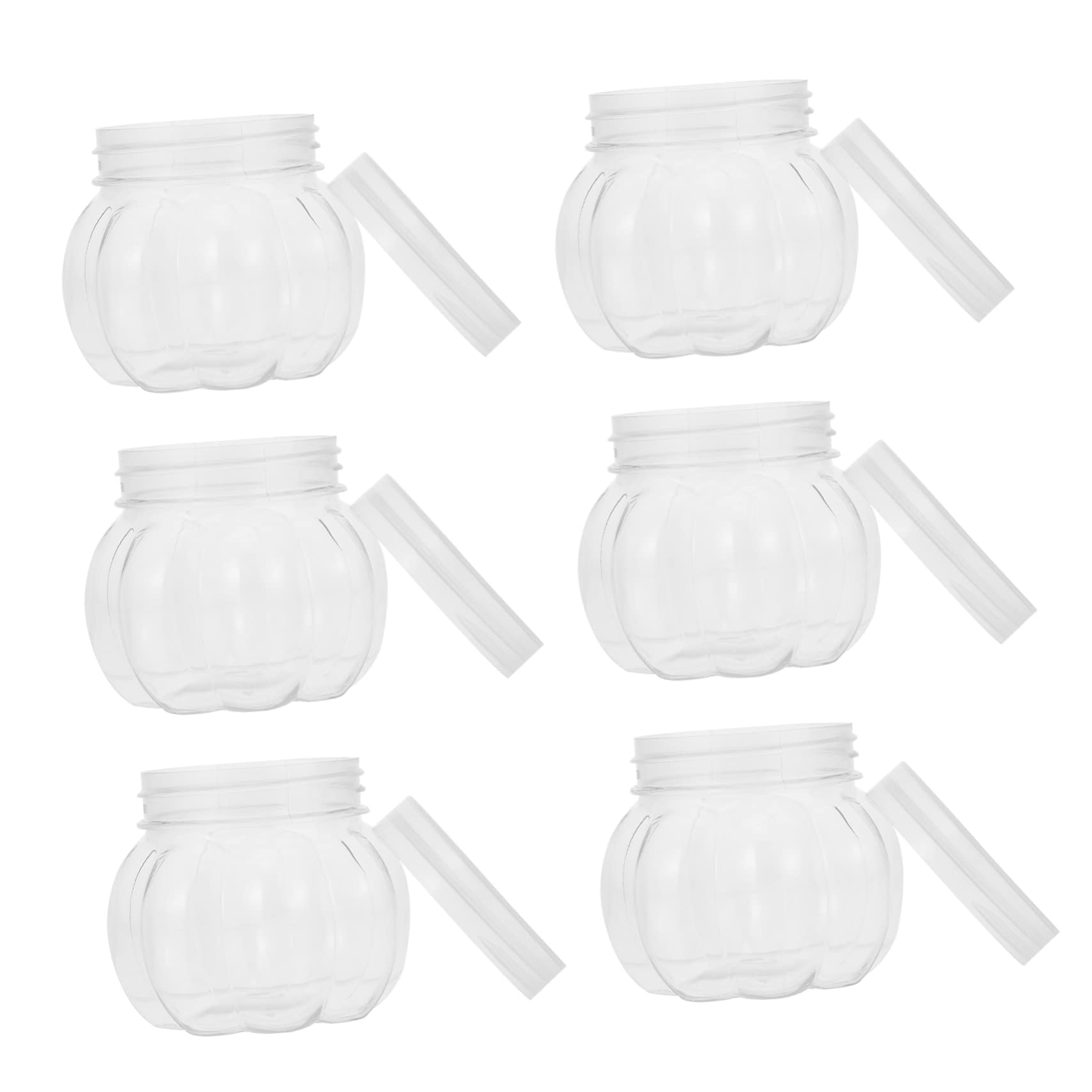DOITOOL 12pcs Pet Pumpkin Jar Airtight Glass Jars Navideños Clear Container Halloween Bakery Boxes Loose Tea Canister Christmas Candy Jar Candy Container Packing Jar Candy Jars