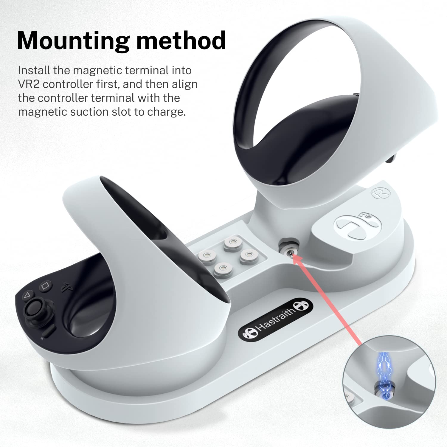 Hastraith Charging Station for PSVR2 Console with Quick Charge Port for PS VR2, Non-Slip Portable Heat Dissipation Holder with Charging USB C Cable Compatible with PS VR2 Dock Stand Accessories, White
