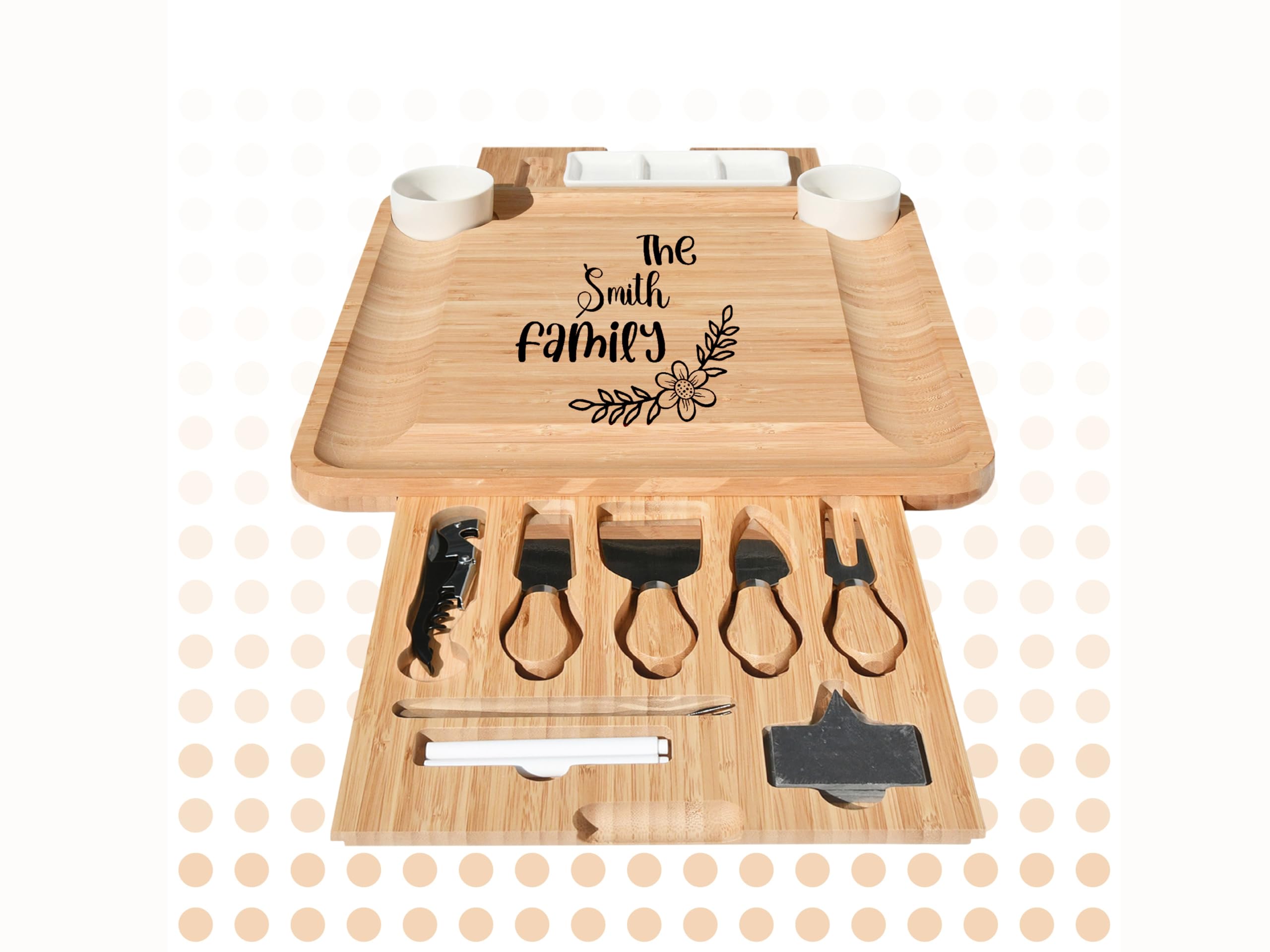 Personalized Charcuterie Board, Bamboo Cheese Board, Wedding Gifts, Housewarming Gift, Birthday Gifts for Women or Men, Custom Engraved Serving Platter by Yewbee