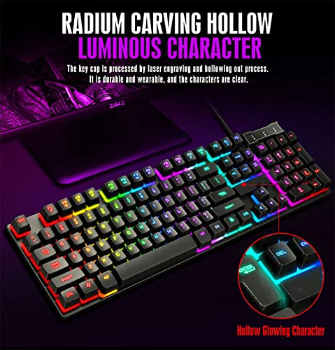 Tronic Mechanical Gaming Keyboard, RGB Keyboard and Mouse, LED Mouse and Keyboard Gaming, RGB Backlit Full Anti-ghosting Keys for Computer/PC/Laptop/MAC