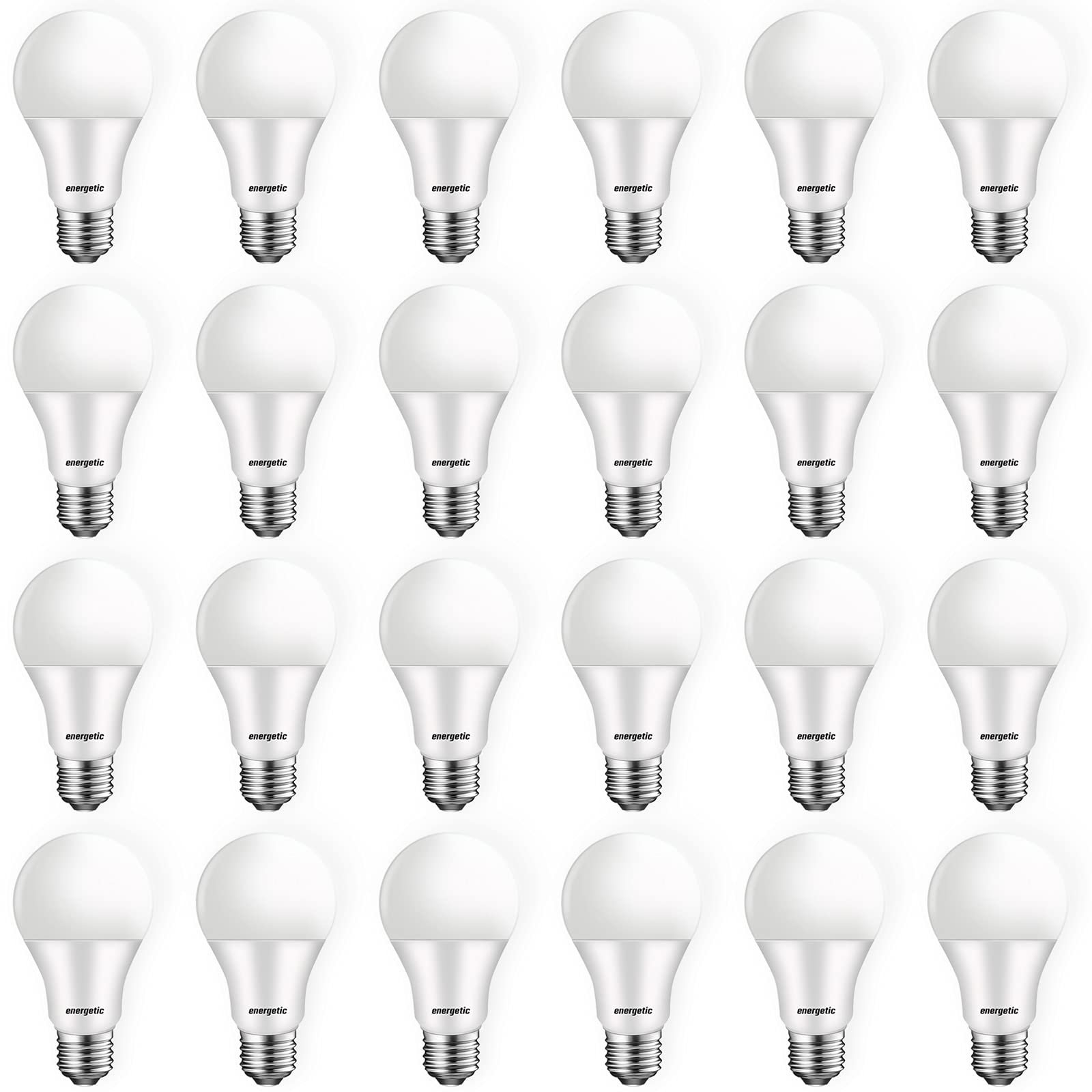 Energetic A19 LED Light Bulb 60W Equivalent, 760lm 2700K Soft White, E26 Standard Base, UL Listed, 9W LED Light Bulb, 15000 Hrs, Non-Dimmable, 24-Pack