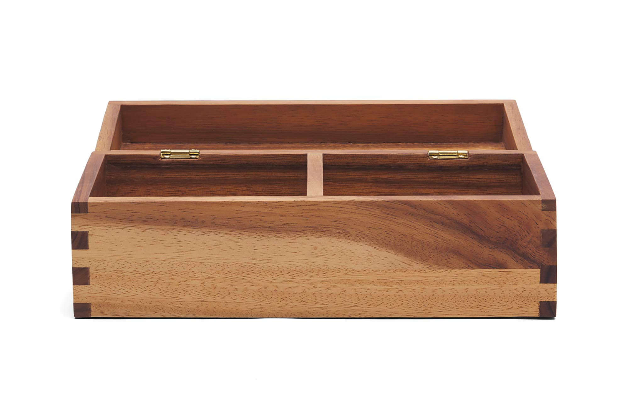 Ironwood Gourmet Acacia Wood Recipe Box, Double Compartment, For 3" x 5" Cards