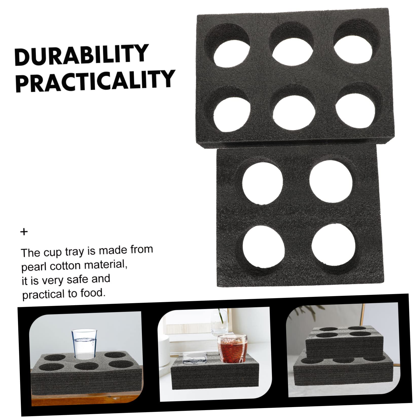 DOITOOL 4 Pcs Pearl Cotton Cup Holder Drink Carrier Holder Couch Drink Holder Multi- Hole Cup Holder Beverage Packing Tools Foam Drink Carrier Takeaway Cup Trays Container Take