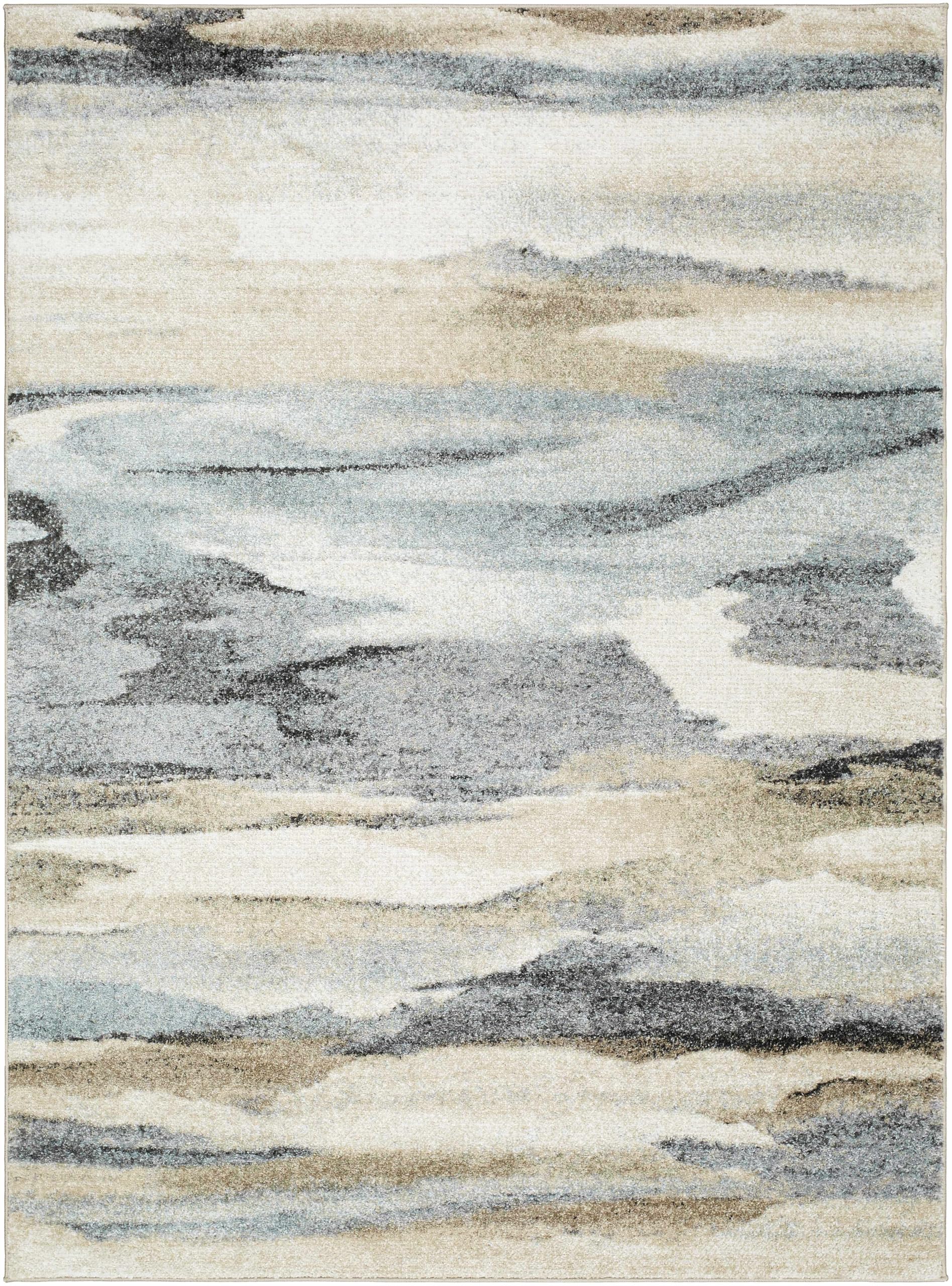 Mark&Day Area Rugs, 5x7 Bennington Modern Aqua Area Rug, Blue Grey Brown Carpet for Living Room, Bedroom or Kitchen (5'3" x 7')