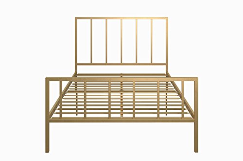 DHP Stella Bed with Metal Frame, Gold, Queen
