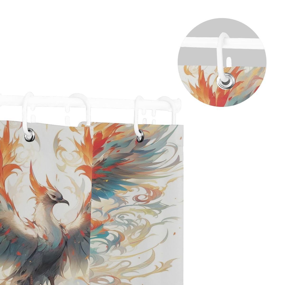 Eksed Phoenix Shower Curtain Waterproof and Fun Bathroom Decoration 72 X 72 Inches 12-Pack Hooks