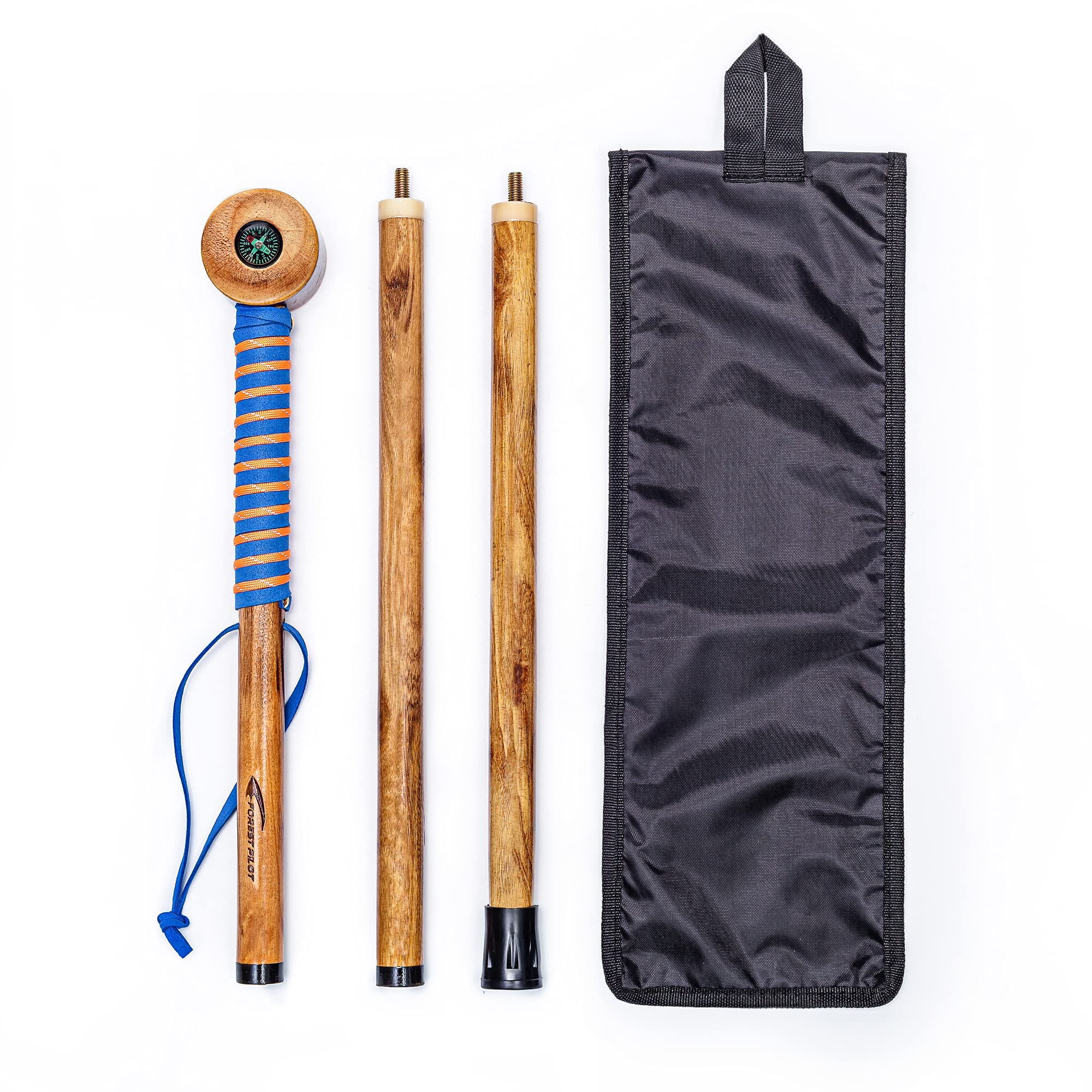 FOREST PILOT 3 Pieces Detachable Hardwood Walking Stick with a Compass and a Thermometer (Nature Color, 48 Inches, 1 Piece)ā¦