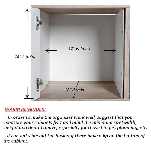 HANKEY Pull-Out Home organizers,Under Sink 2 Tier Pull Out Cabinet Organizer for Kitchen/Bathroom Organizers and Storage- 10.47W x 16.93D x 14.56H，Heavy Duty Metal