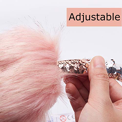 Earmuffs Girls Earmuffs in Plush and Flip Sequin Design(Pink, M)