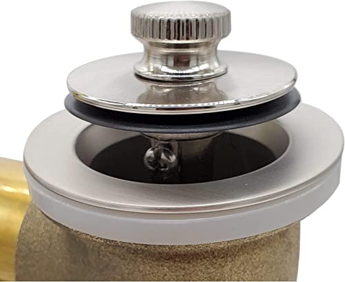 Westbrass D941K-07 1-3/8" Fine Thread Twist & Close Bathtub Drain Trim with One-Hole Overlfow Faceplate, Satin Nickel