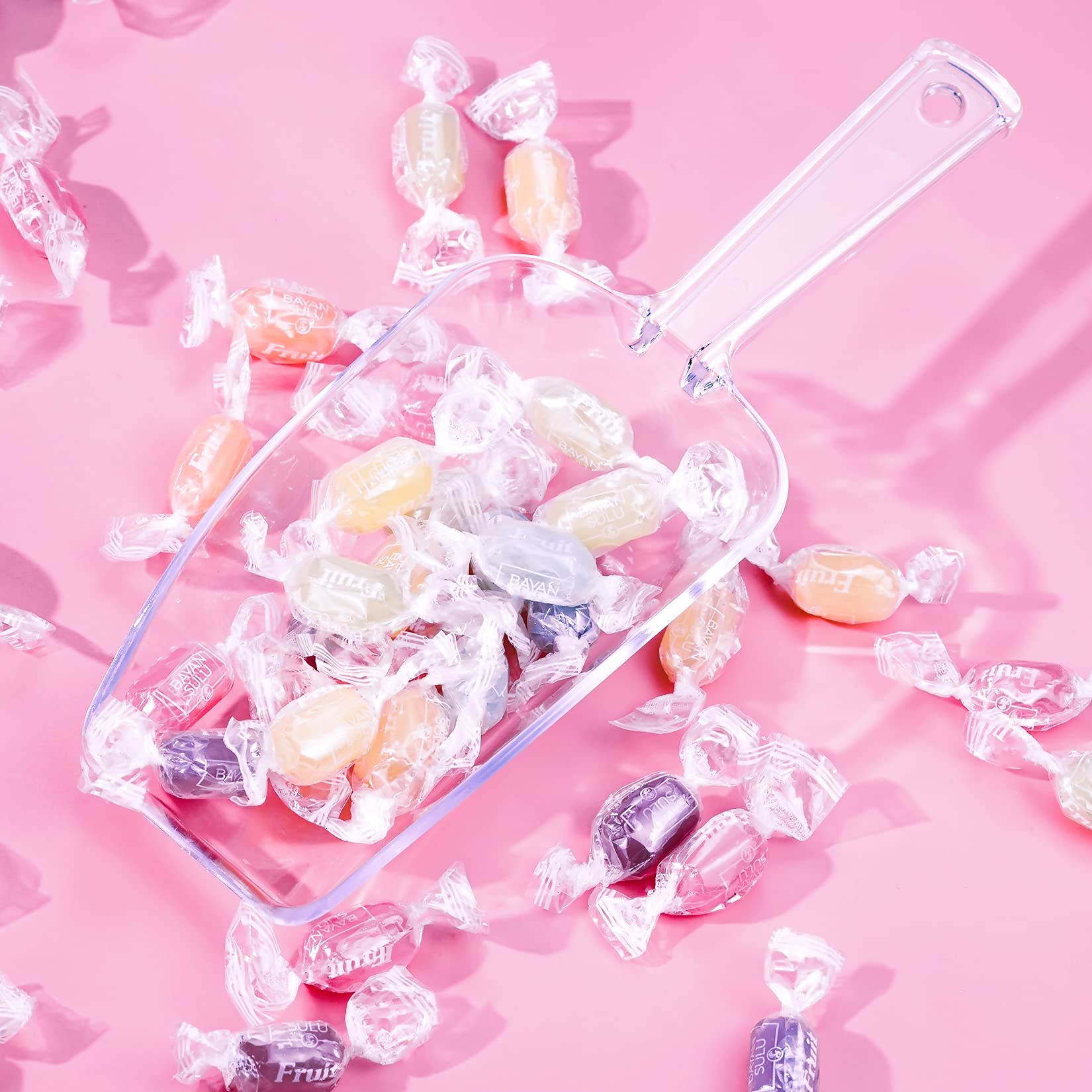 Ice Scoop Candy Buffet Containers Scoopers, Hmxpls Clear Plastic Scoop for Popcorn Cookie Candy Buckets, Podpocket Acrylic Large Scoop for Parties Wedding Bar Jars Freezer Dry Goods (6 Pack 7.5 In )