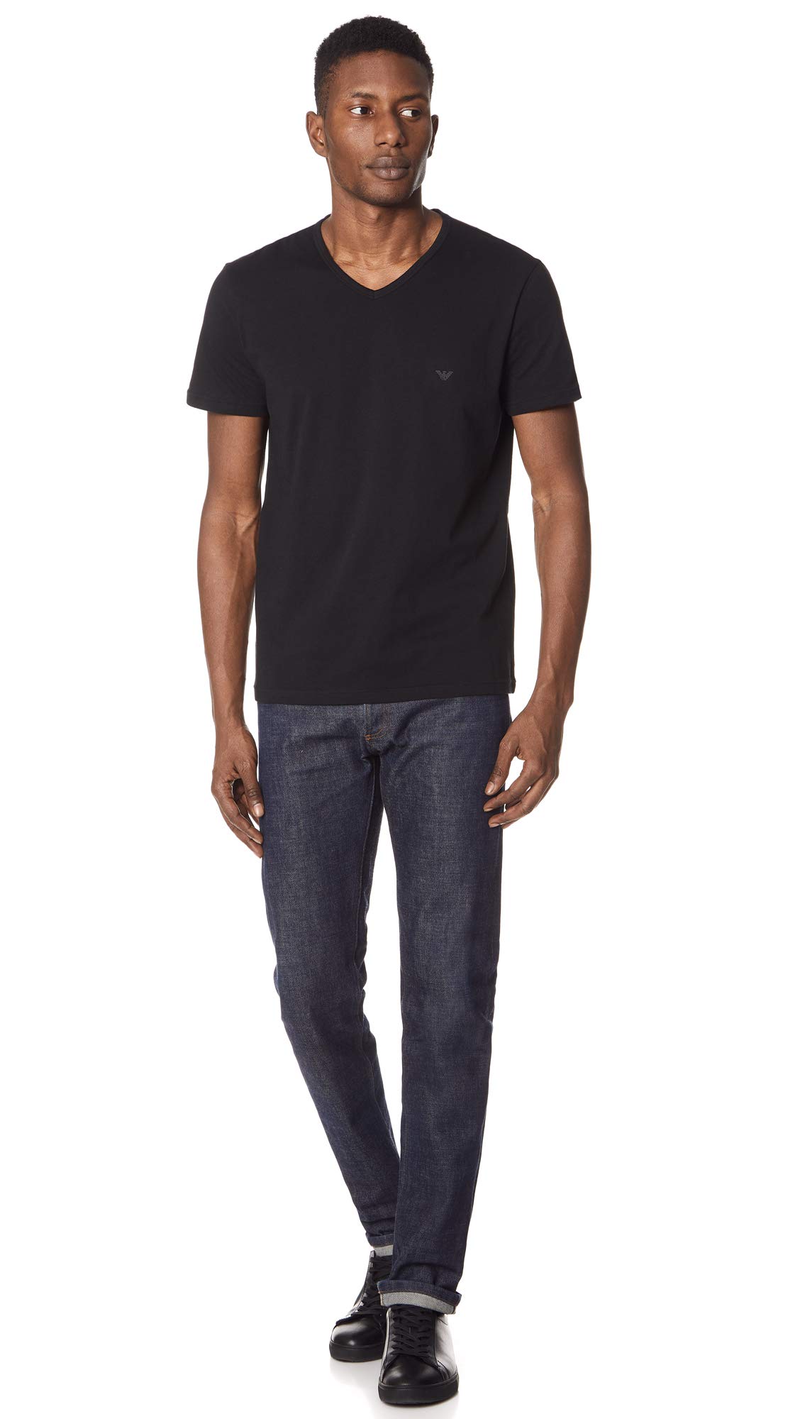 Emporio Armani mens Pure Cotton Men's 3 Pack V-neck T-shirt T Shirt, Grey/White/Black, Medium US