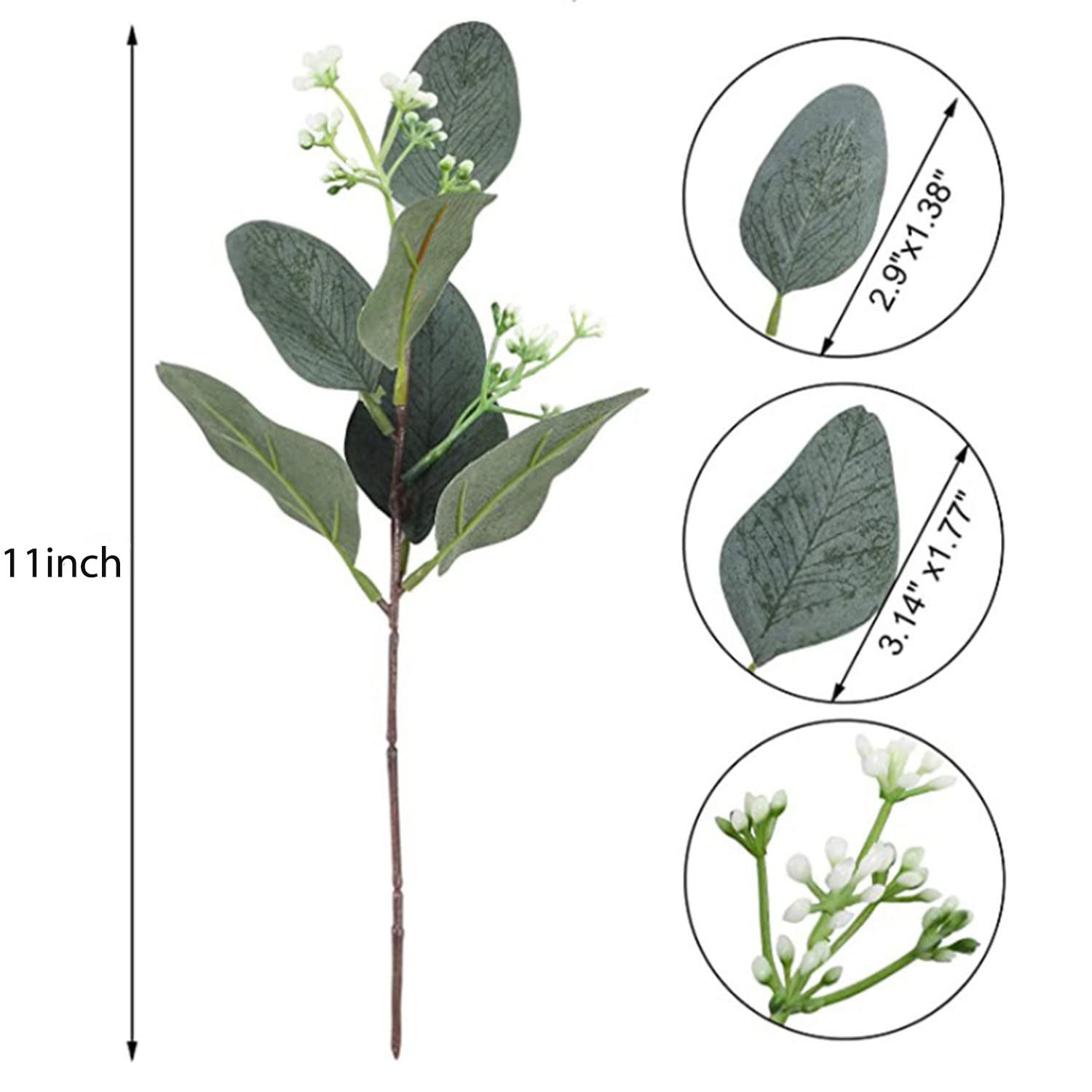 LECUNE Artificial Eucalyptus Bouquet, Leaf Faux Greenery Leaves for Wedding Party, Flower Floral Arrangement, Fall Decor, Garden Home Décor