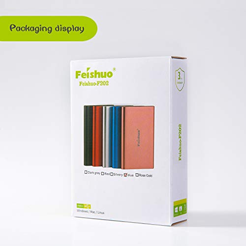 FEISHUO Portable External Hard Drive 1tb, HDD USB 3.0 for PC, Mac, Windows, Linux, Android OS(1 Tb, Blue)