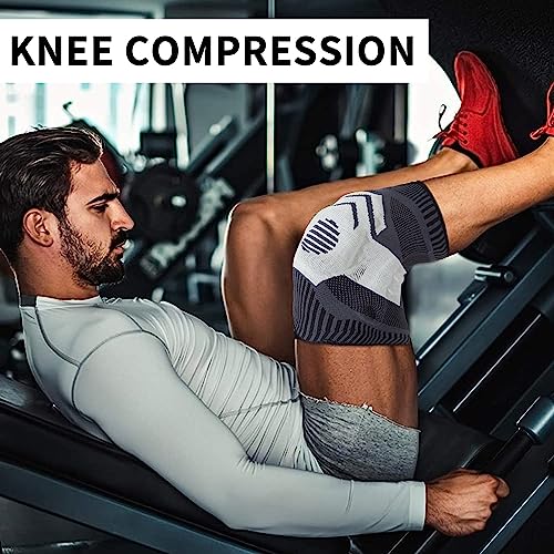 Knee Braces for Knee Pain, 2 Pack Knee Brace, Knee Compression Sleeve, Knee Support with Side Stabilizers & Patella Gel Pad for Workout, Knee Pain Relief, Arthritis, Weight Lifting,Football,Basketball